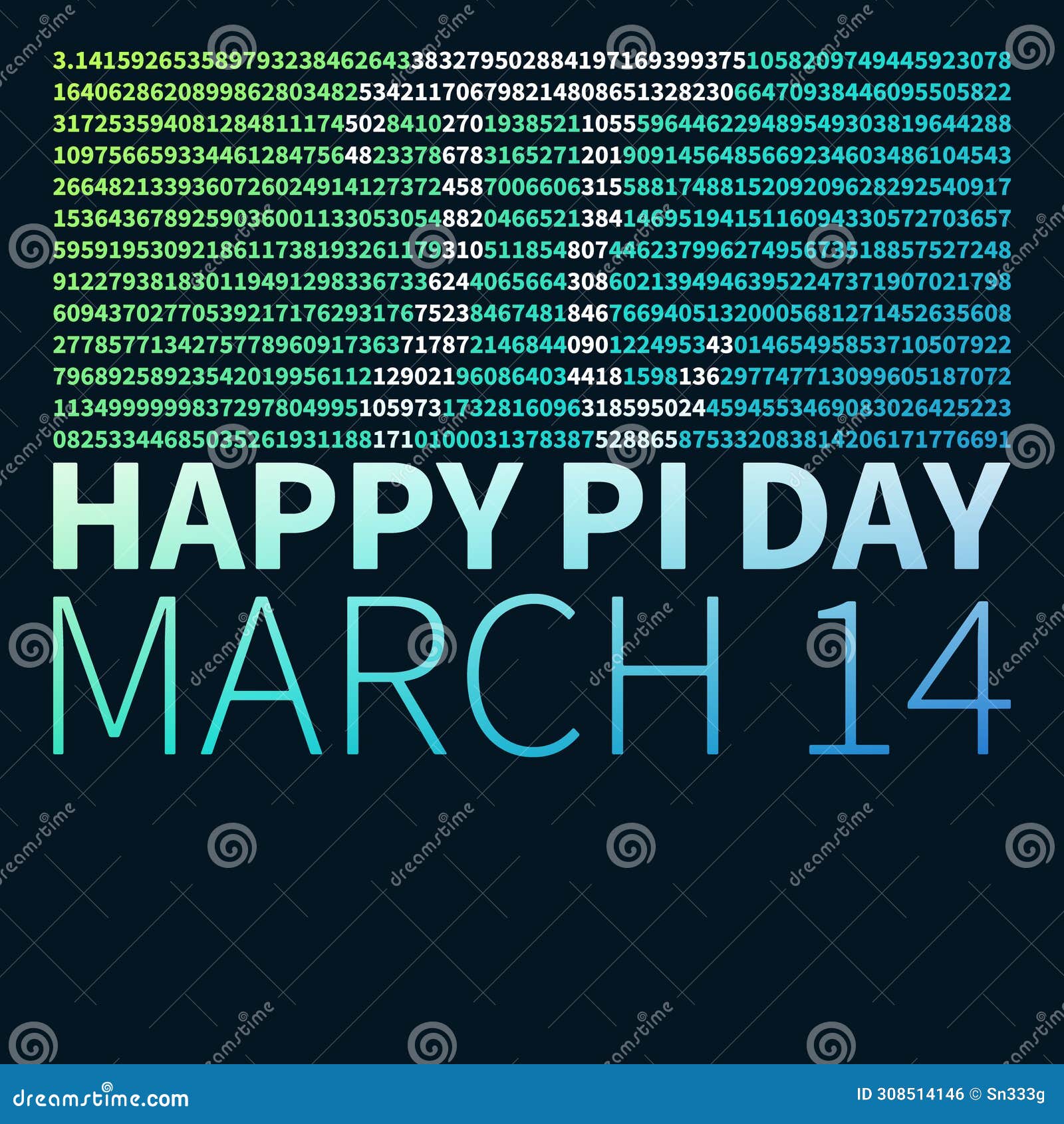 Pi Numbers Maths Illustration - 3.14 Happy PI Day Modern Vector ...