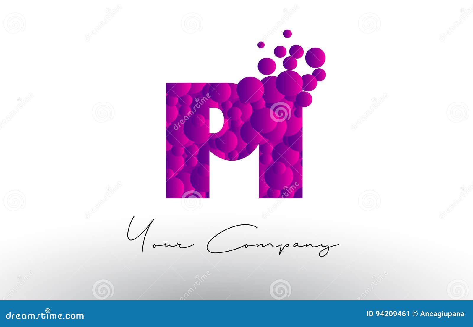PI P I Dots Letter Logo with Purple Bubbles Texture. Stock Vector ...