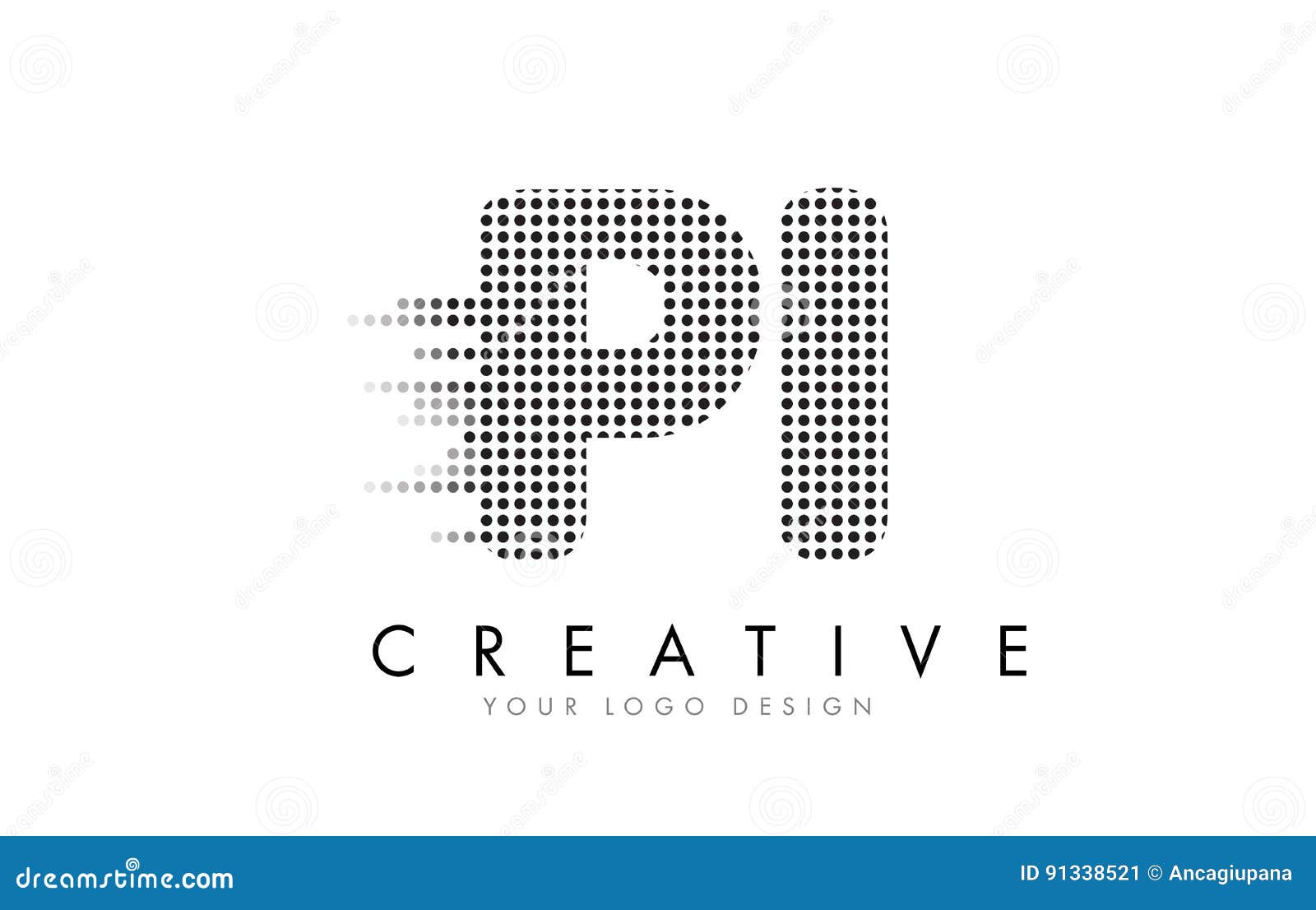 PI P I Letter Logo with Black Dots and Trails. Stock Vector ...