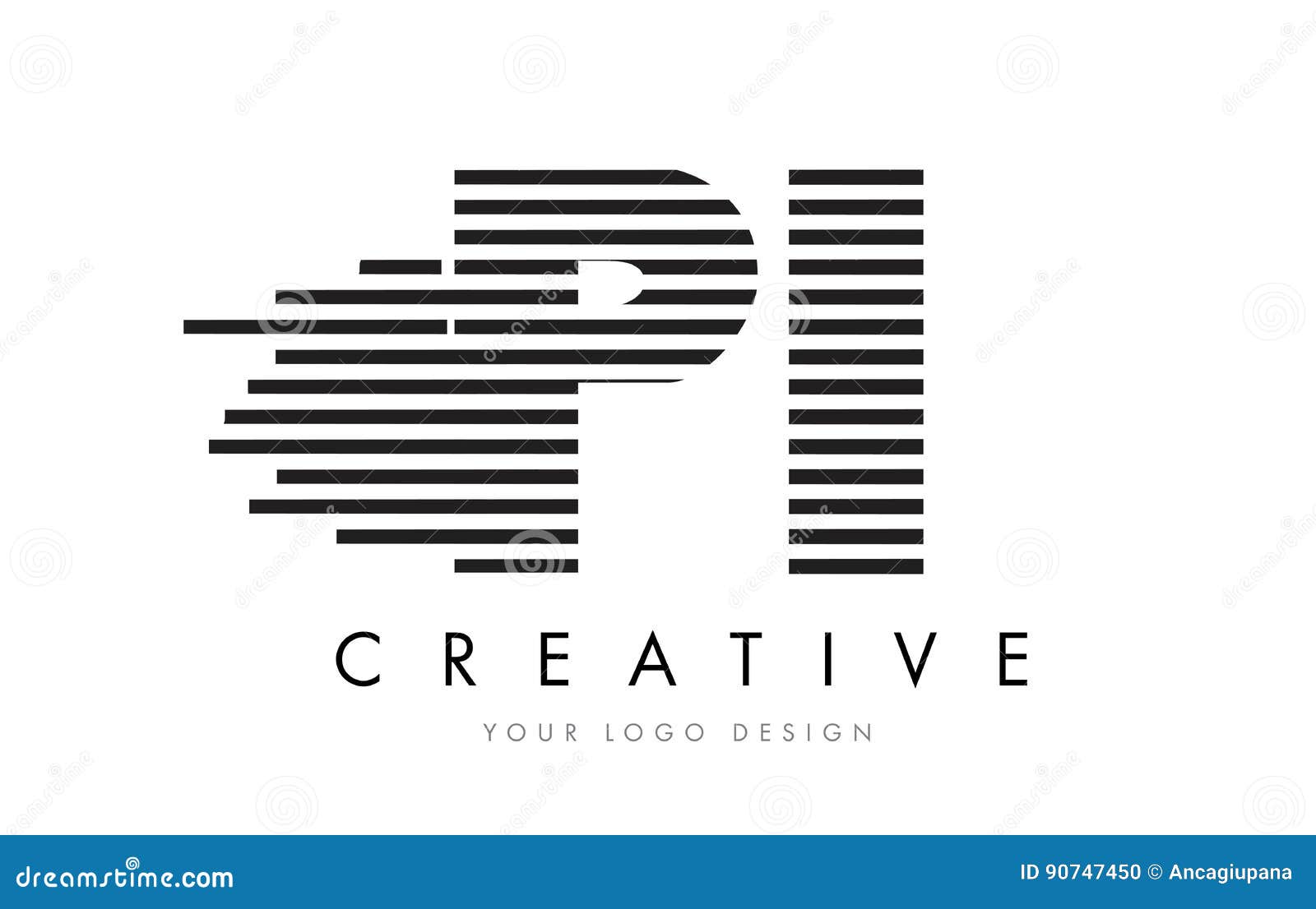 PI P I Zebra Letter Logo Design with Black and White Stripes Stock ...