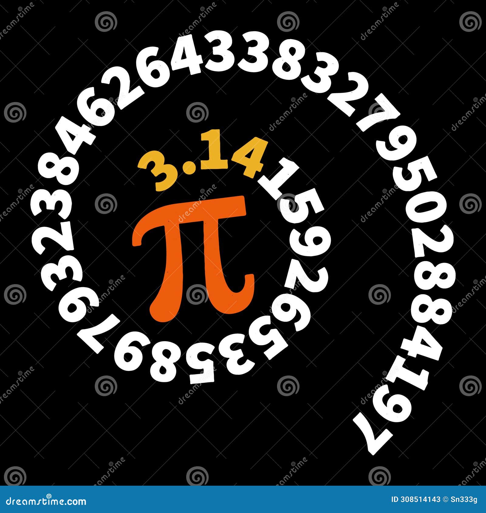 Pi Spiral with 3,14 Digits Vector Mathematics Illustration - Math ...
