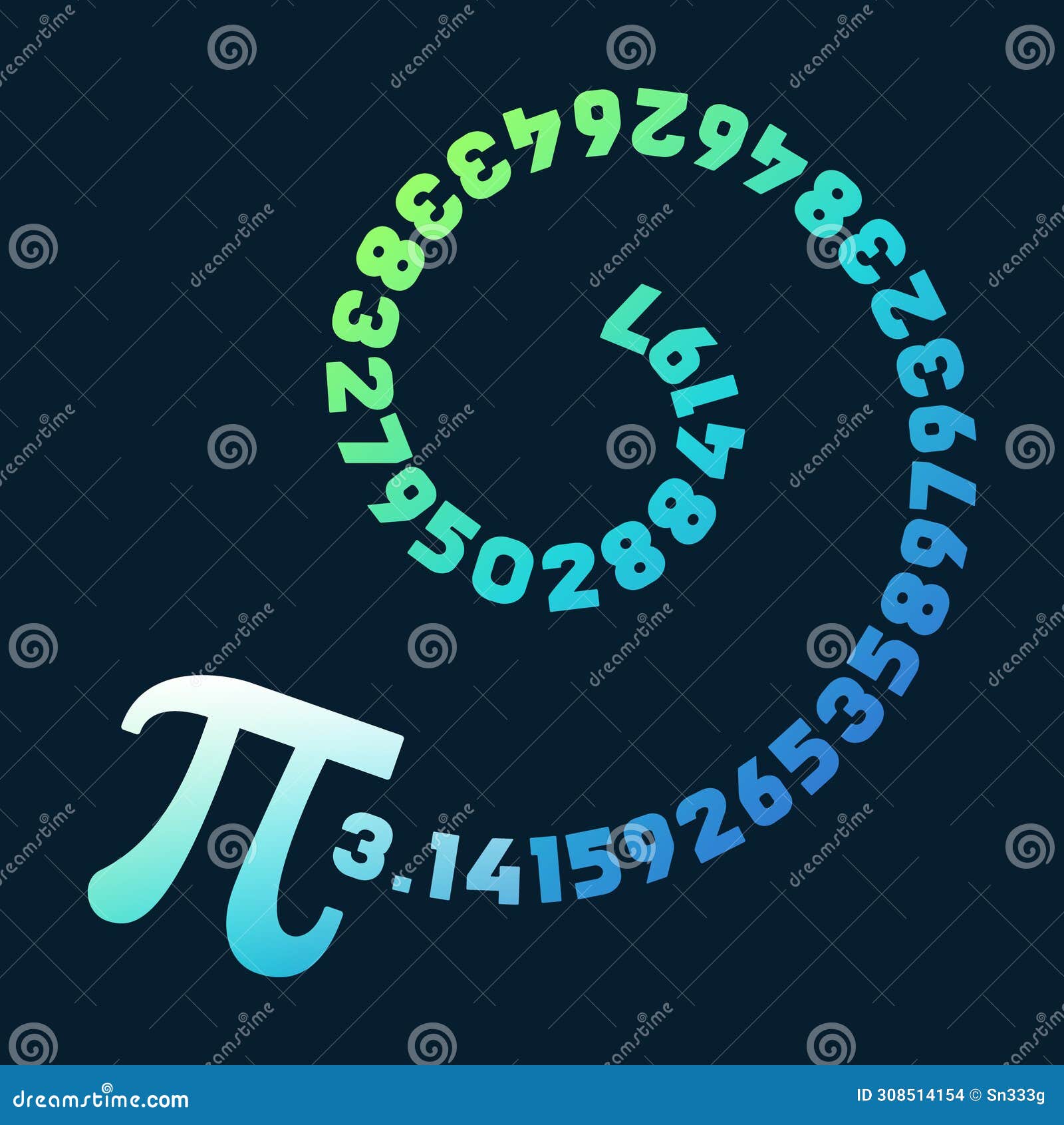 PI 3,14 Spiral Vector Irrational Mumber Mathematics Colorful ...