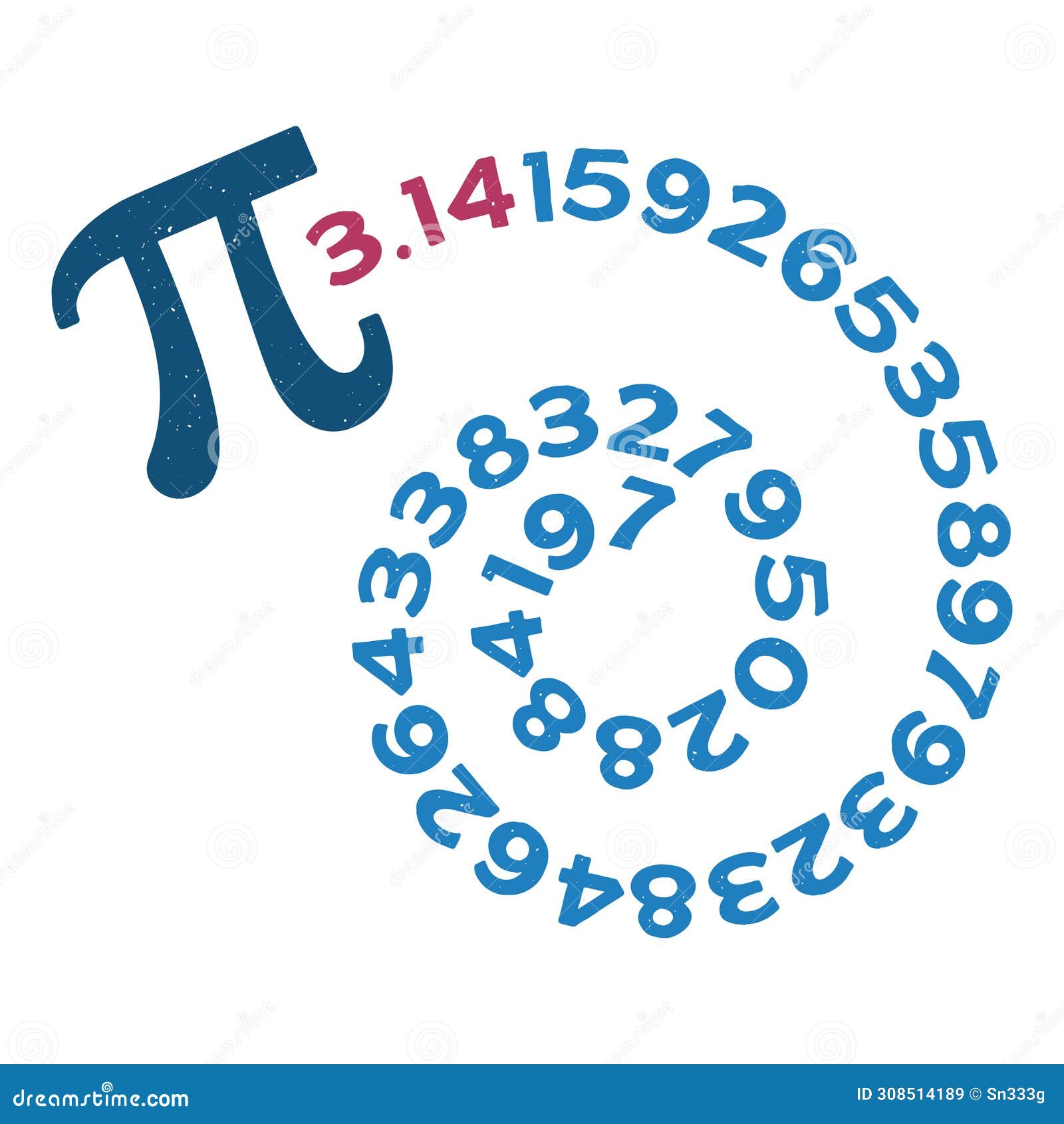 3.1415 PI Spiral Vector Irrational Number Mathematics Distressed ...