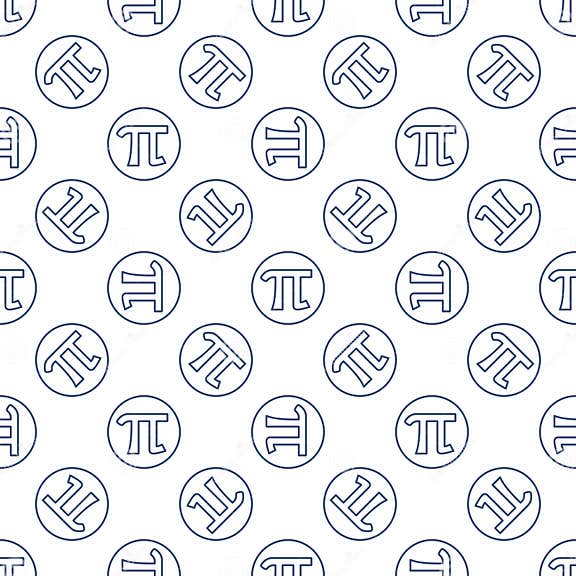 Pi Symbol in Circle Vector Concept Line Round Seamless Pattern Stock ...