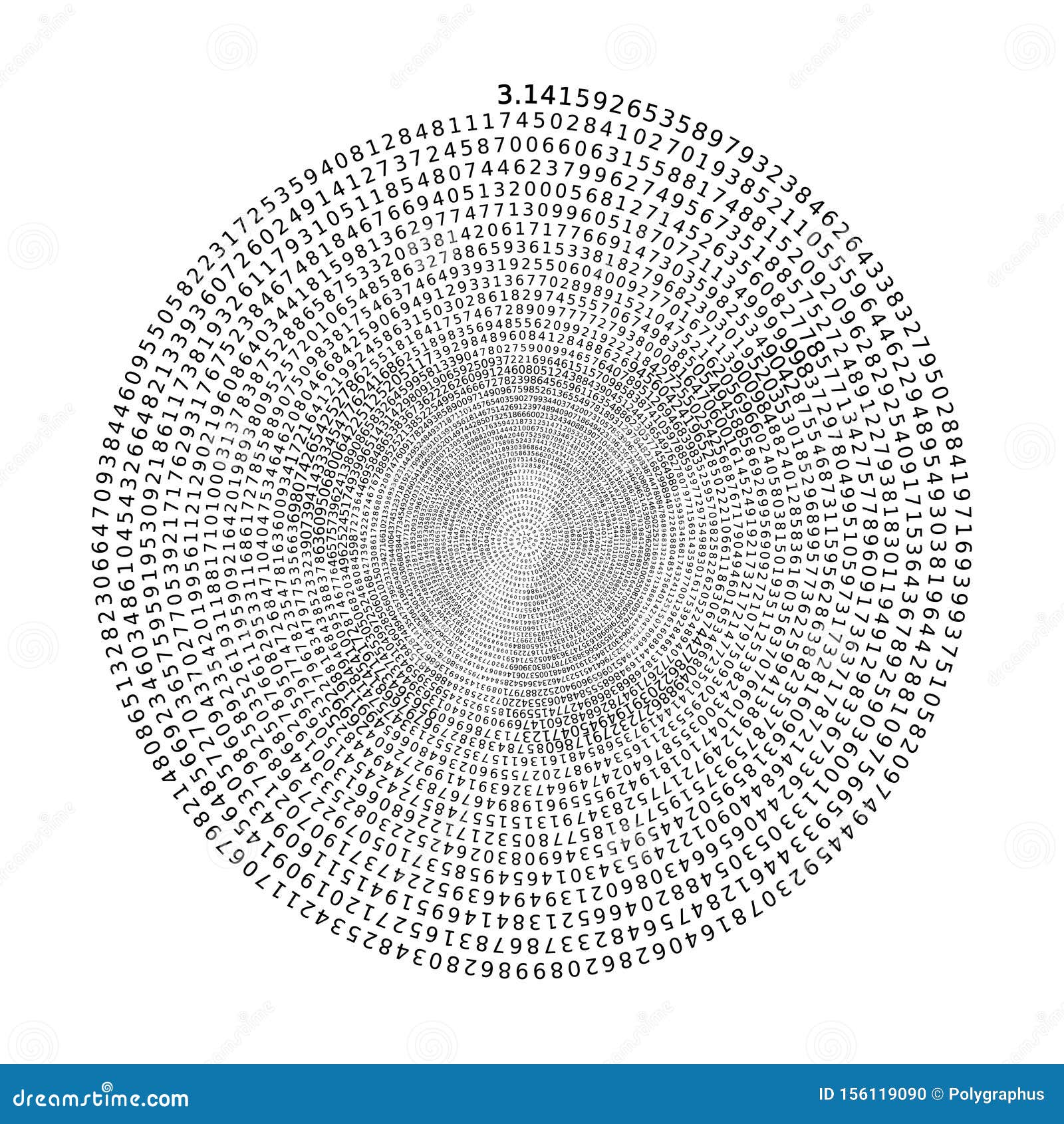 Pi Symbol Consisting of the Number of Pi Twisted into a Spiral Stock ...