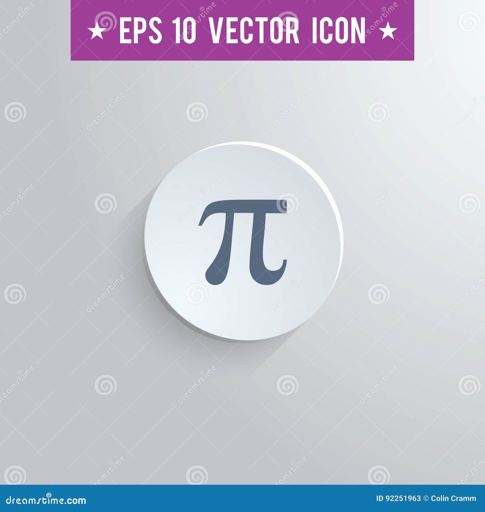Pi Symbol Icon on Gray Shaded Background Stock Vector - Illustration of ...