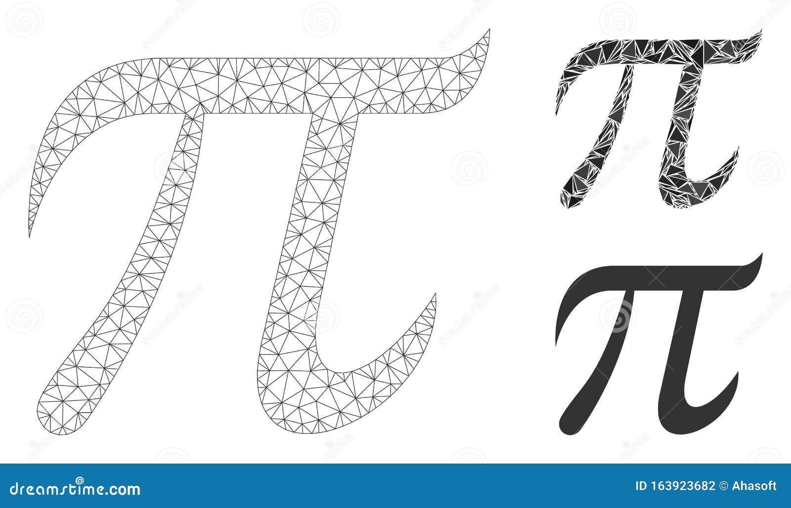Pi Symbol Vector Mesh Wire Frame Model and Triangle Mosaic Icon Stock ...