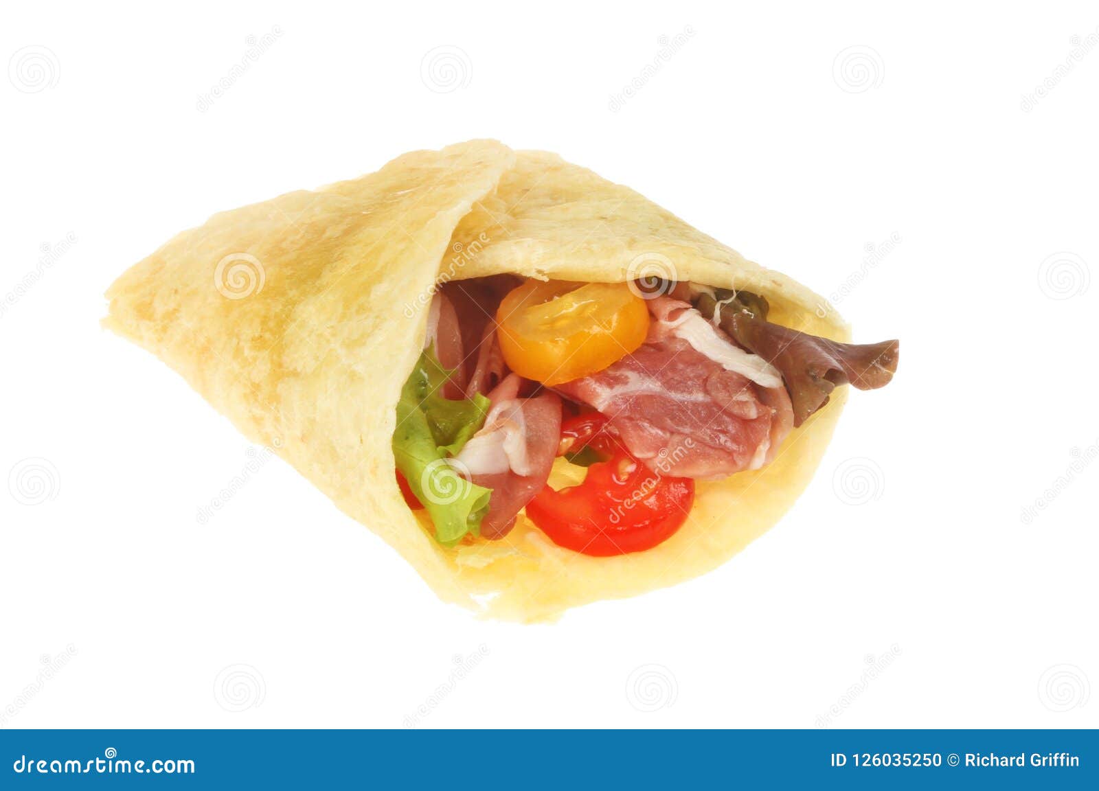 Piada wrap isolated stock photo. Image of tomato, pork - 126035250