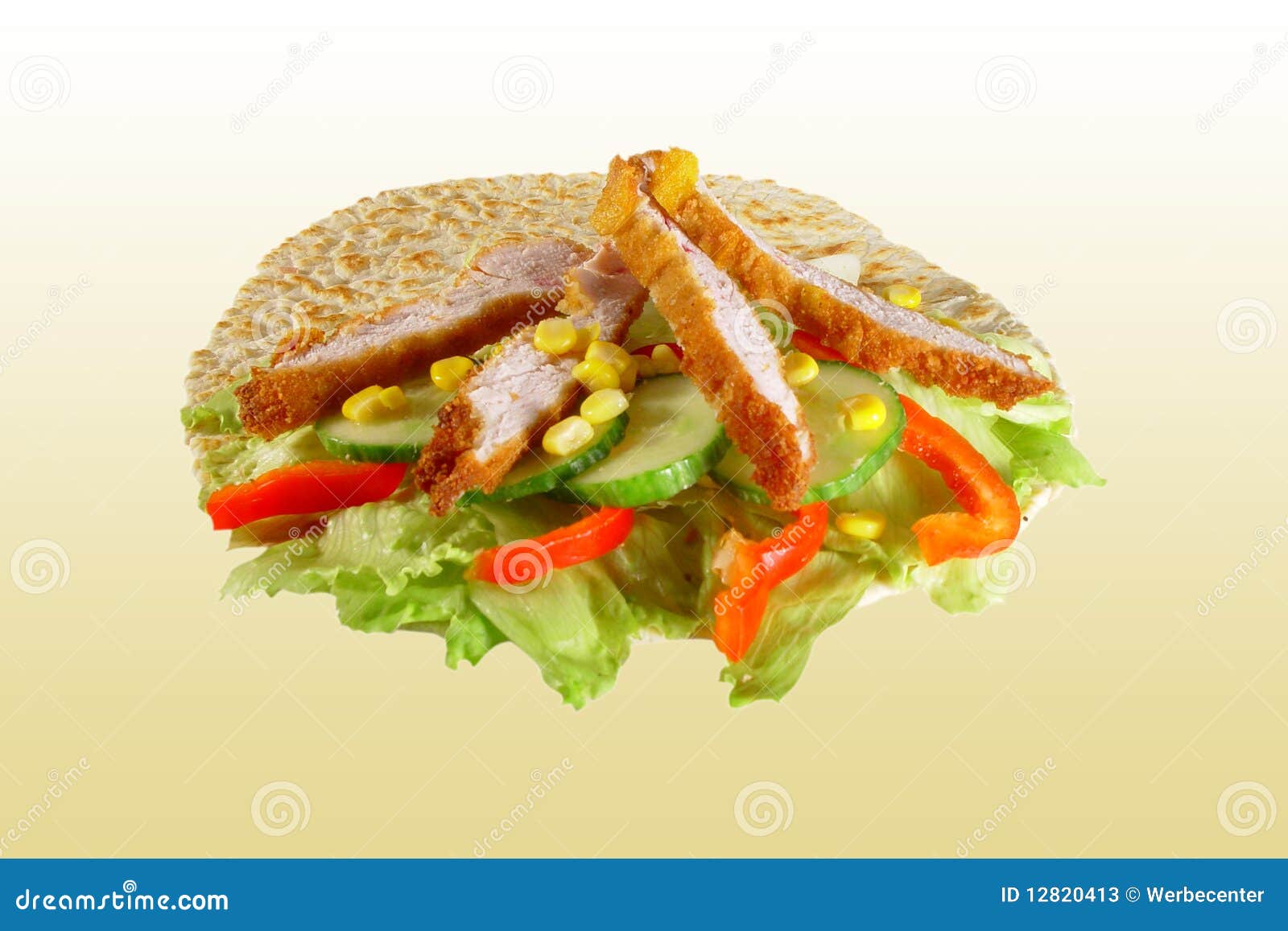 Piadina with chicken stock image. Image of italy, plate - 12820413