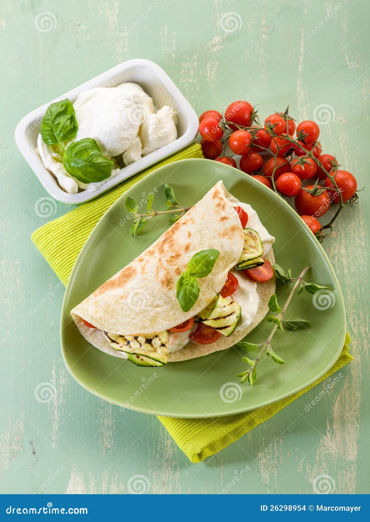 Piadina with mozzarella stock photo. Image of delicious - 26298954