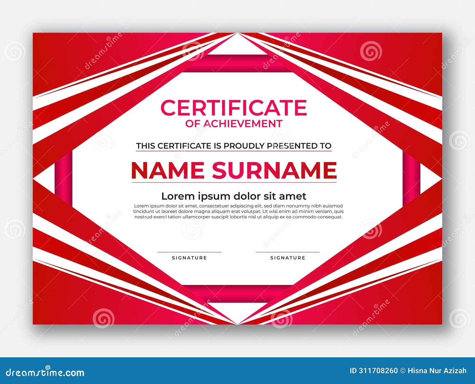 Modern Geometric Award Certificate Template in Red Color Stock Vector ...