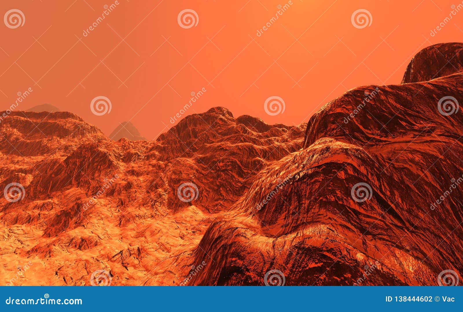 Pianeta Marte Lanscape Della Rappresentazione 3D Fotografia Stock ...