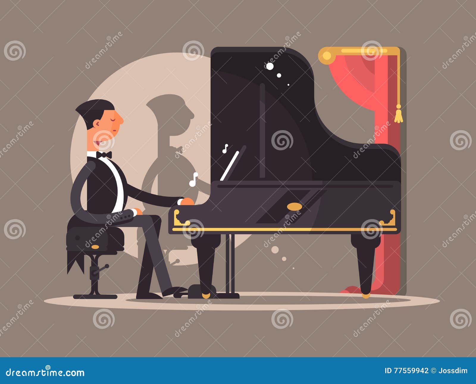 Pianist Performs at Concert Stock Vector - Illustration of classic ...
