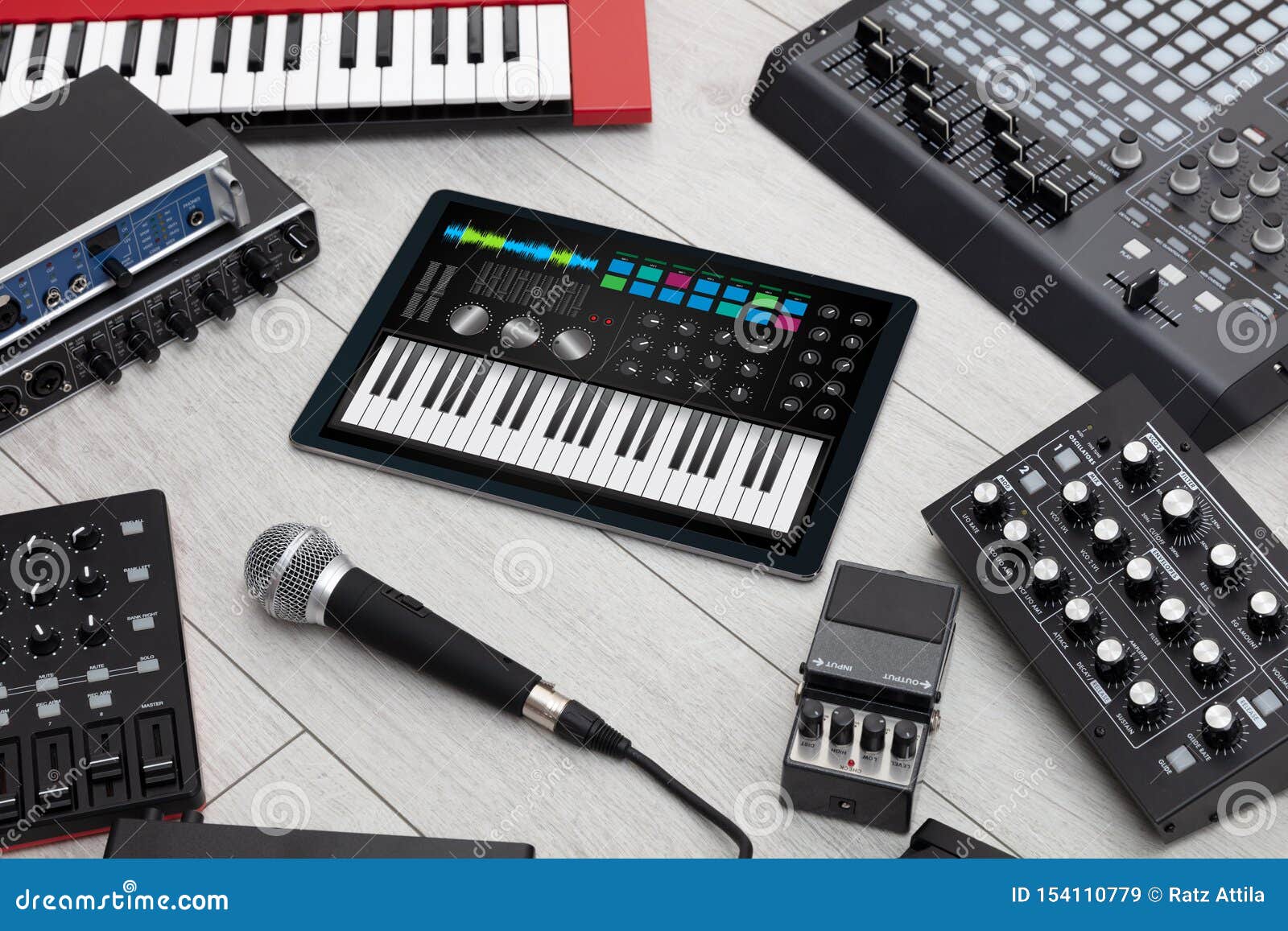 Piano App on Tablet and Musical Instrument Concept Stock Image - Image ...