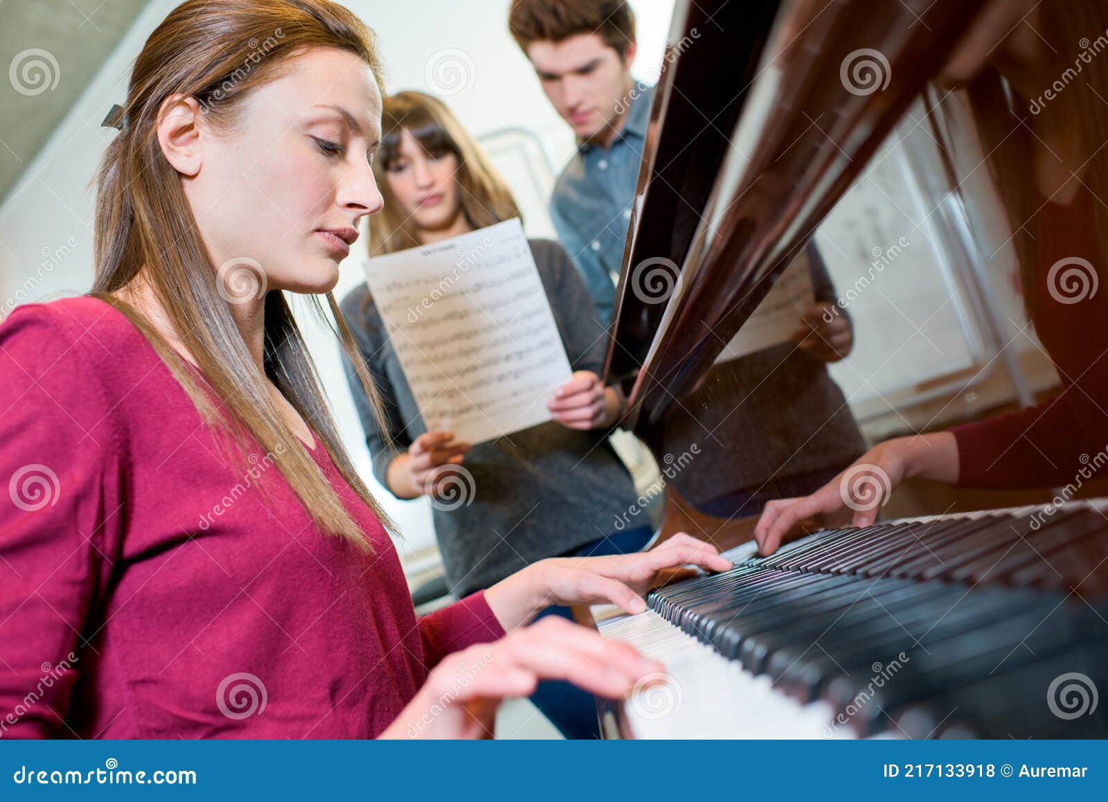 Piano artist and singers stock photo. Image of note - 217133918