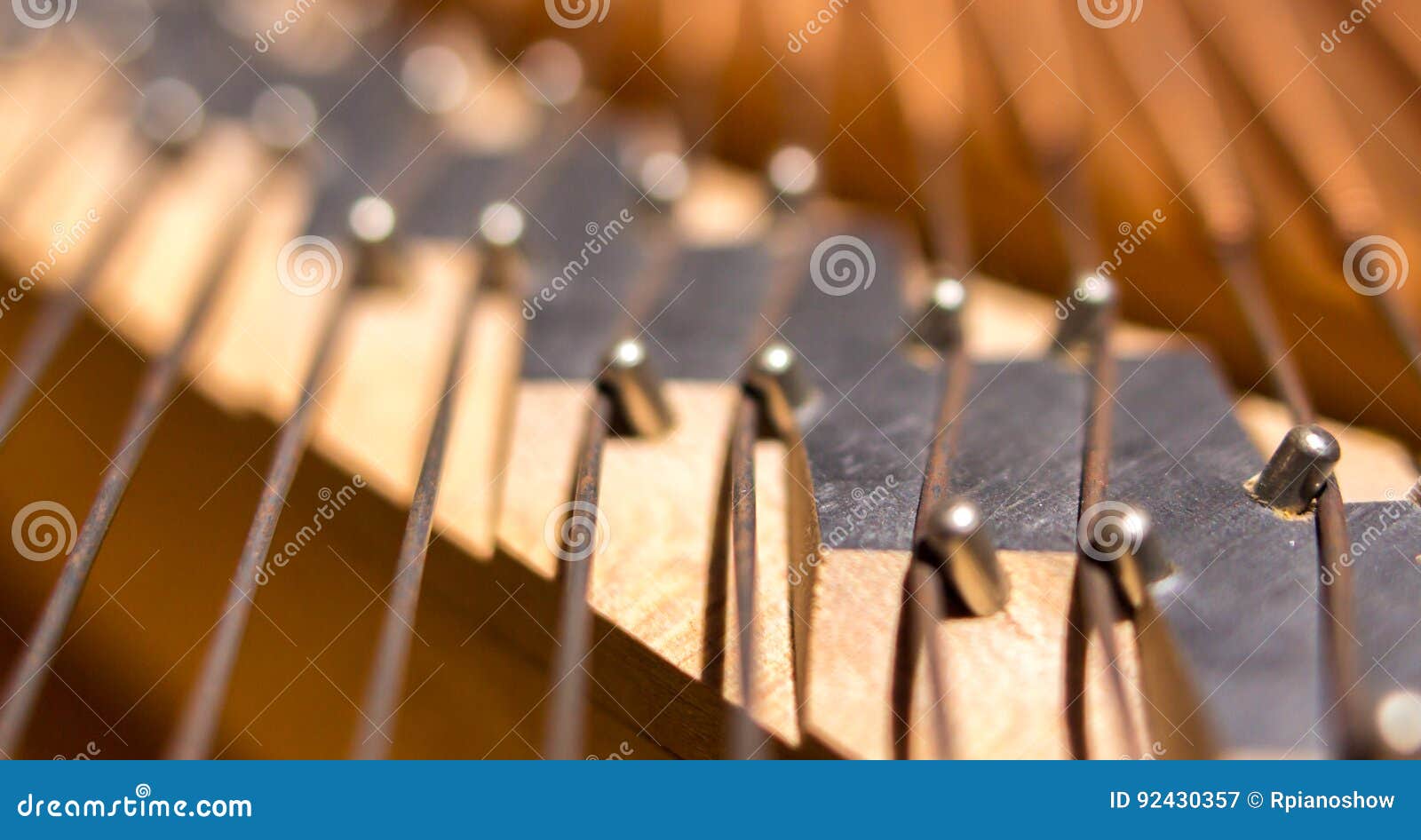 Piano Bridge and Strings Closeup. Stock Image - Image of bridge, detail ...