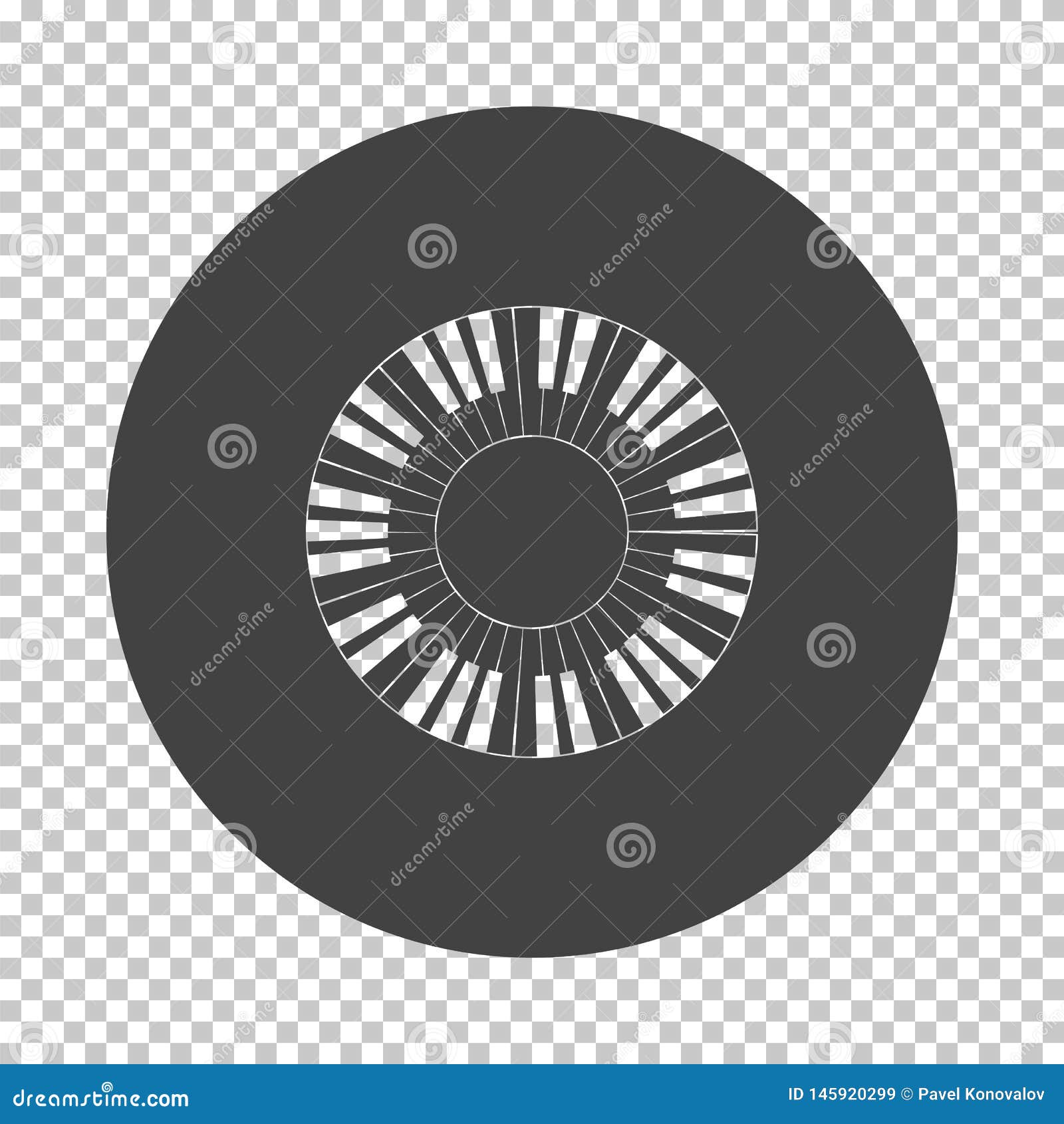 Piano circle keyboard icon stock vector. Illustration of music - 145920299