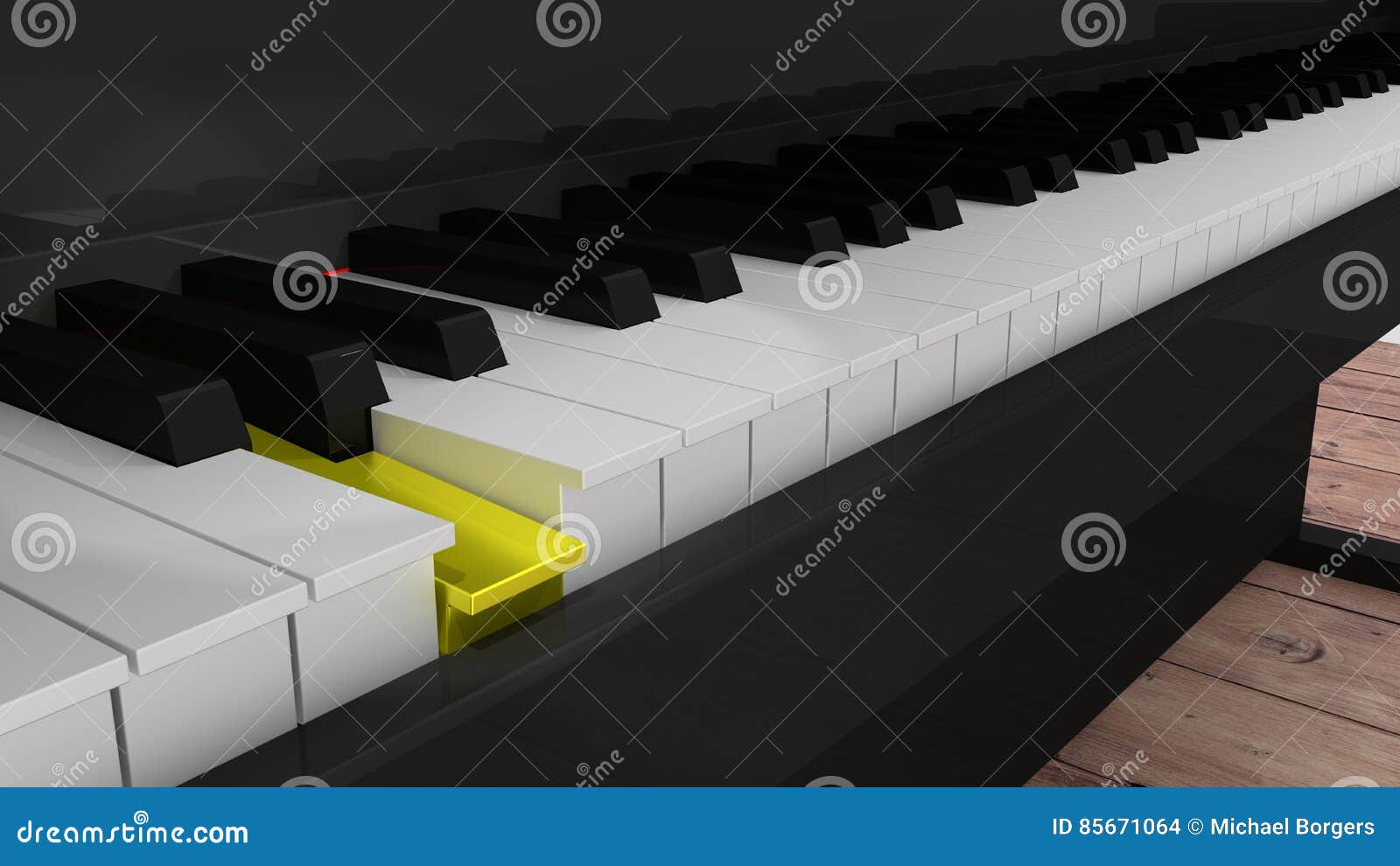 Piano Closeup with One Golden Key Pressed Stock Illustration ...