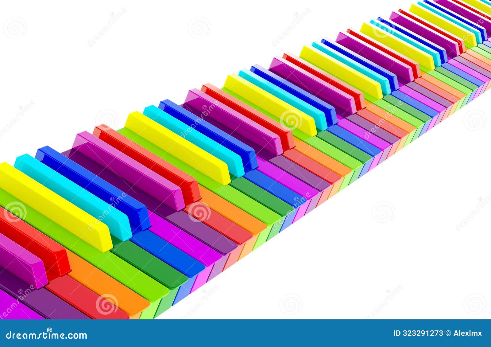 Piano Colored Keyboard, 3D Rendering Stock Illustration - Illustration ...