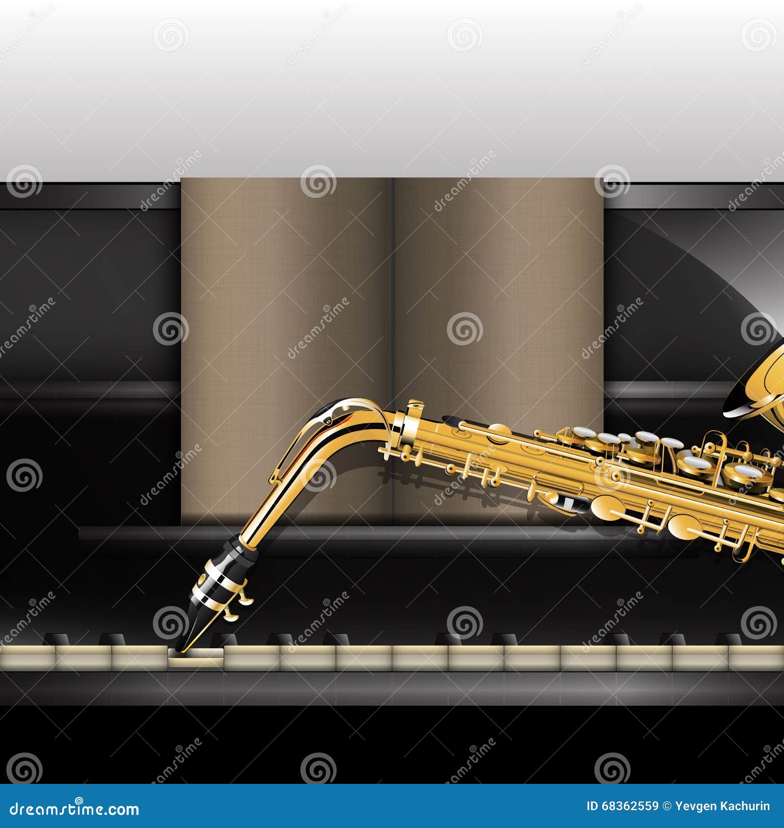 Piano Front View Close-up and Saxophone Stock Vector - Illustration of ...