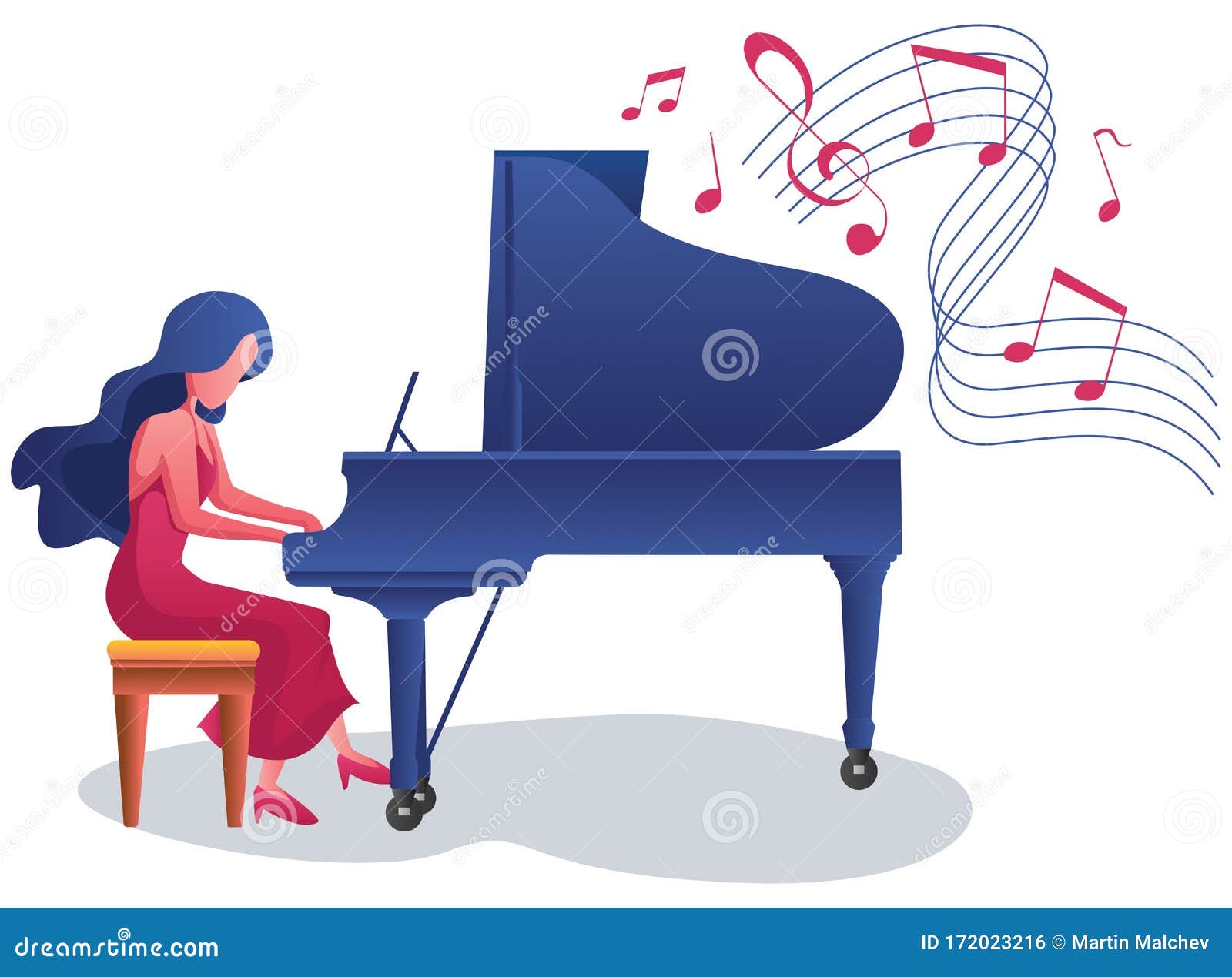 Piano Girl Cartoon Vector | CartoonDealer.com #13808533