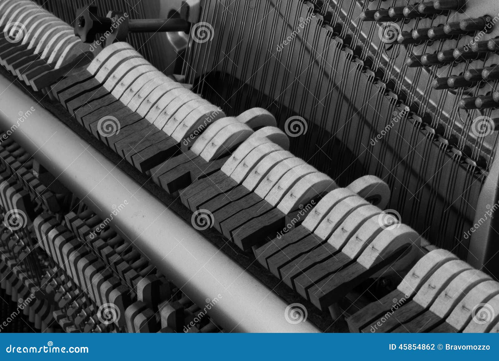 Piano Hammer Striking Strings Stock Photo - Image of black, strings ...