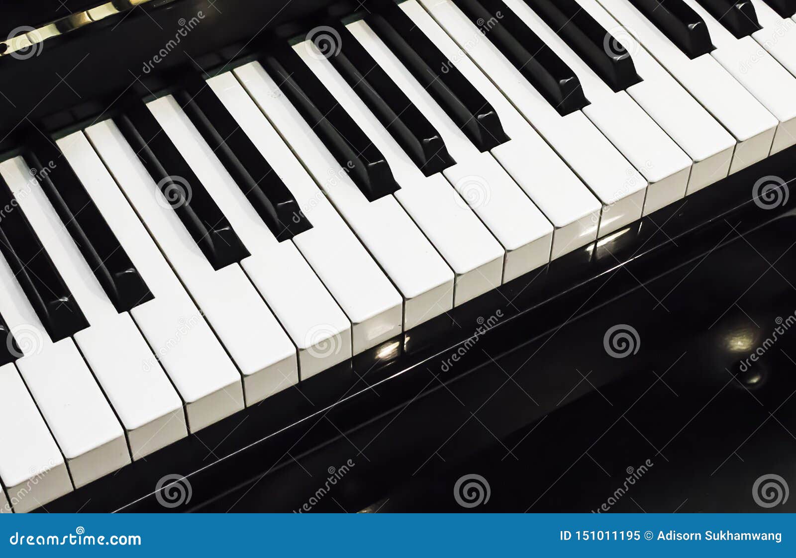 Piano Keyboard on Black Piano Stock Image - Image of studio, piano ...