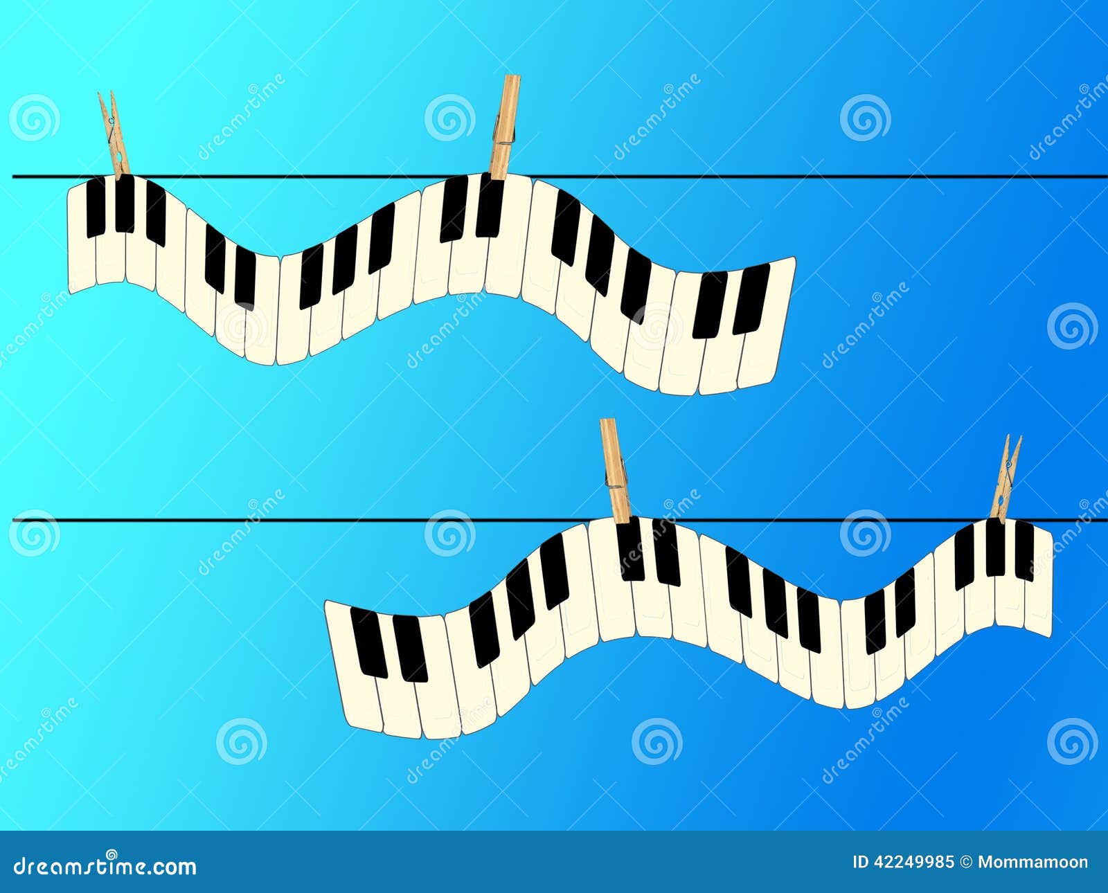 Piano Keyboard Hanging on Clothesline Stock Illustration - Illustration ...