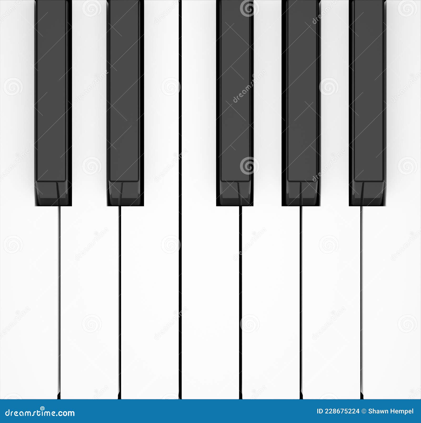 Piano or Keyboard Keys Single Octave Flat Lay Top View from Above Stock ...