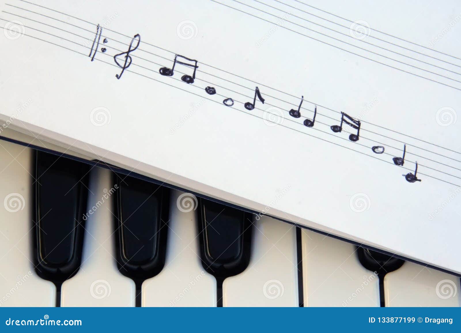 Piano Keyboard and Musical Notes. Stock Image - Image of education ...