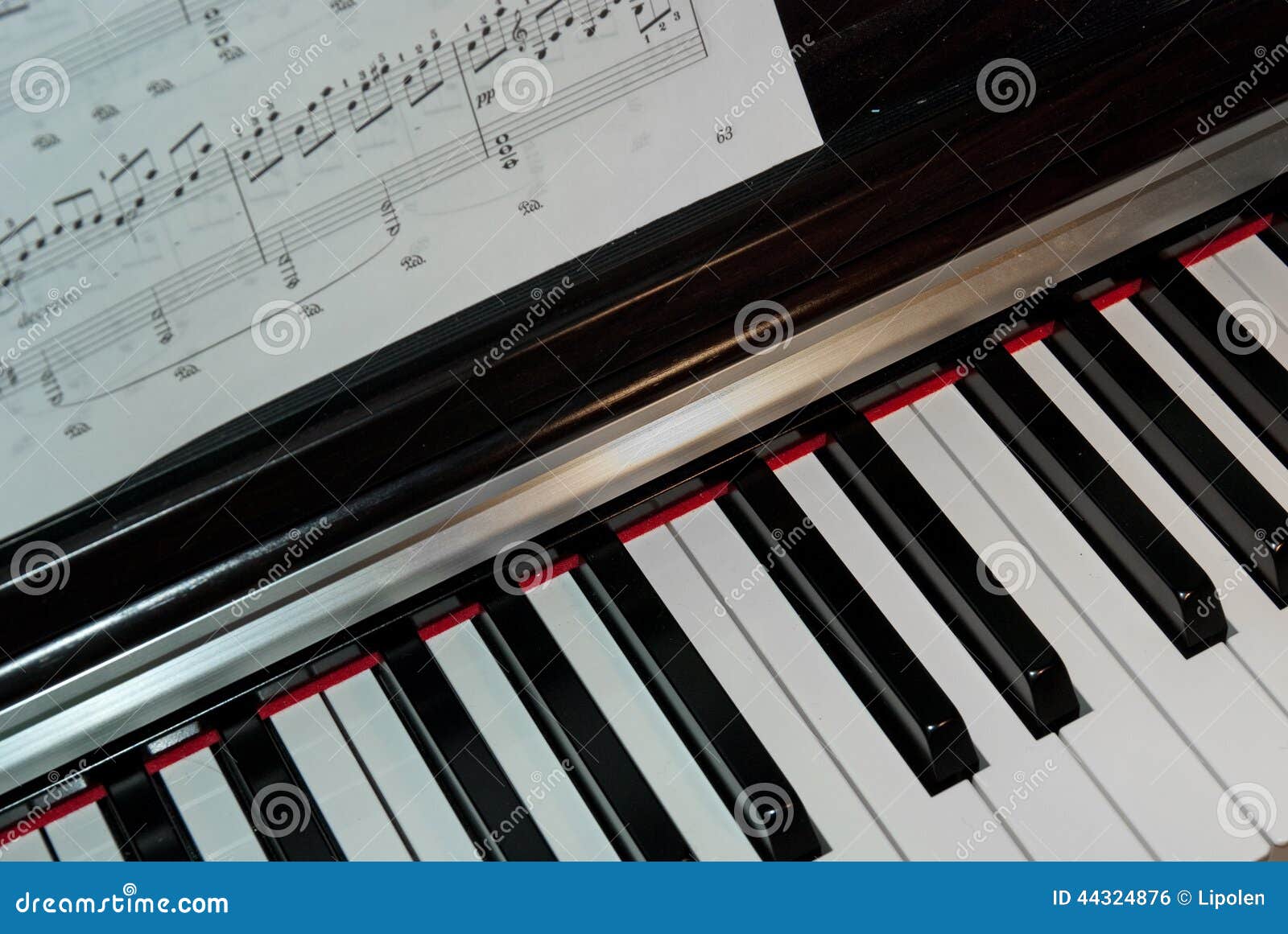 Piano keyboard and notes stock photo. Image of audio - 44324876