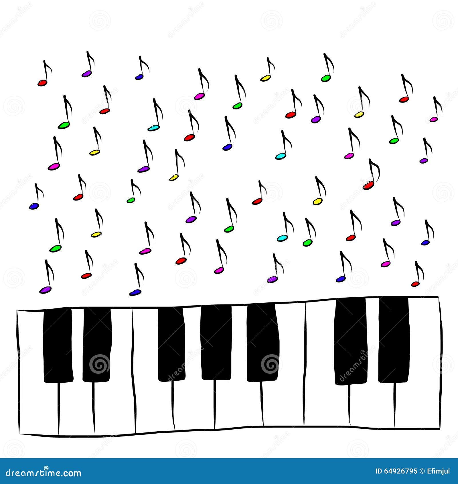 Piano Keyboard with Notes, Colored Stock Vector - Illustration of notes ...