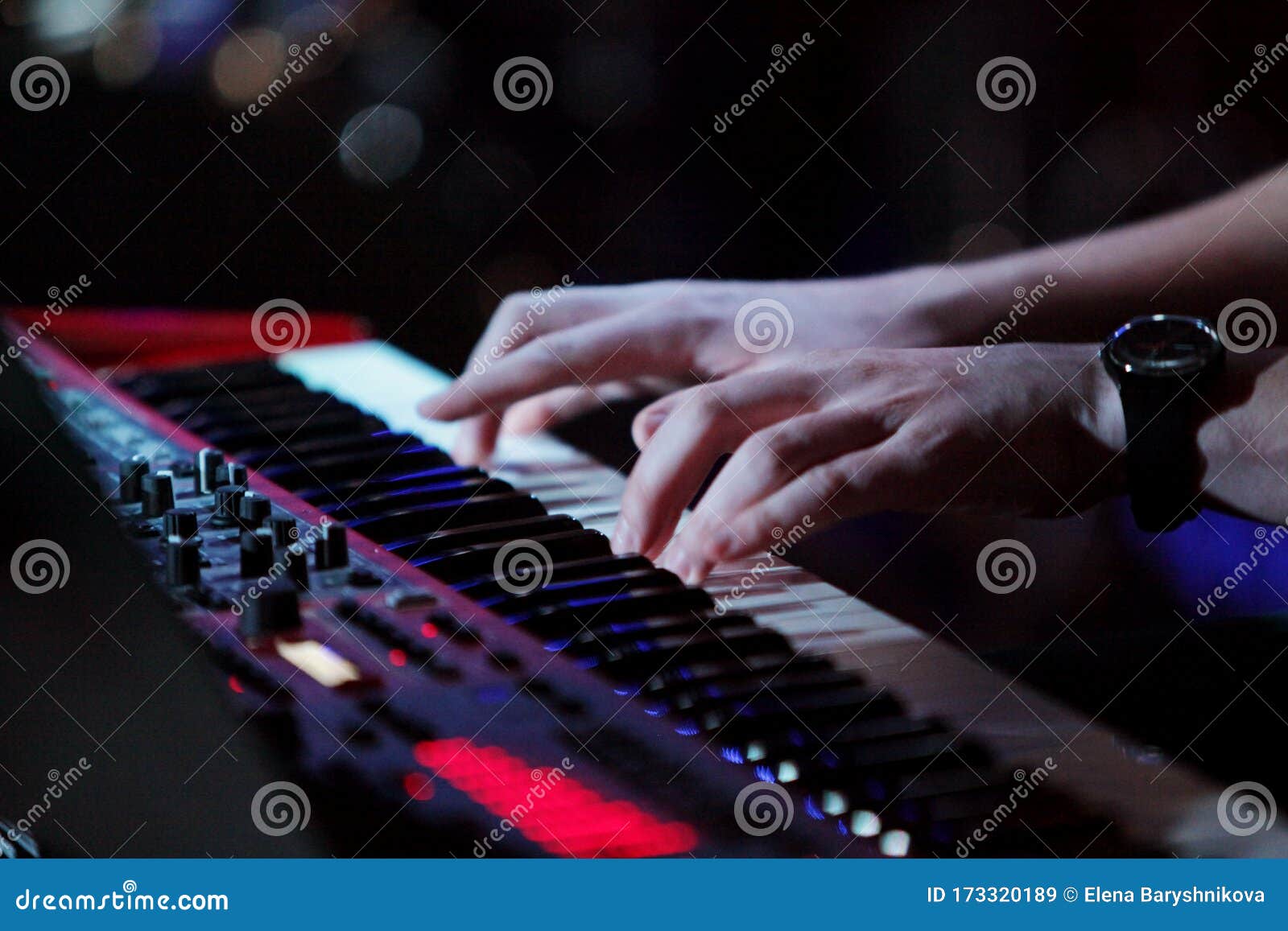 Piano Keyboard Player Hands on the Stage Stock Image - Image of ...