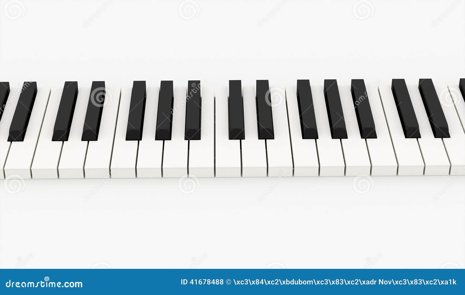 Piano Keyboard Rendered on White Stock Illustration - Illustration of ...