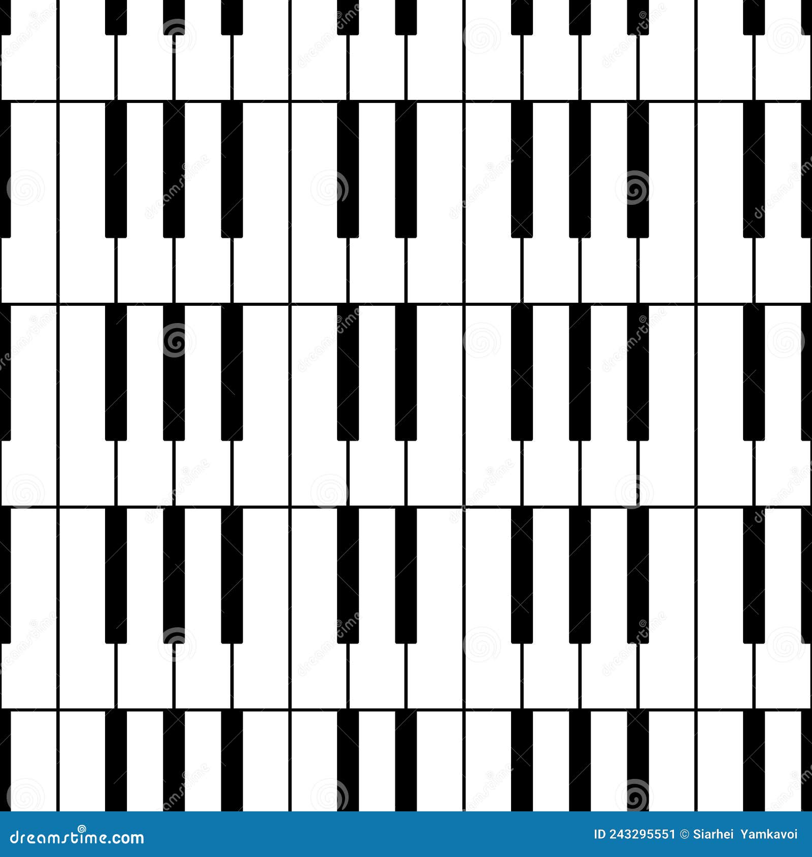 Piano Keyboard Seamless Repeating Pattern. Vector Background With Black ...
