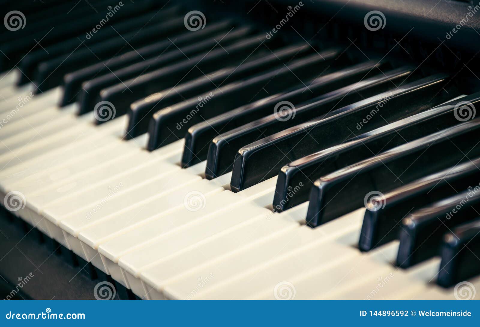 Piano Keyboard with Selective Focus. Side View of Piano Keys ...