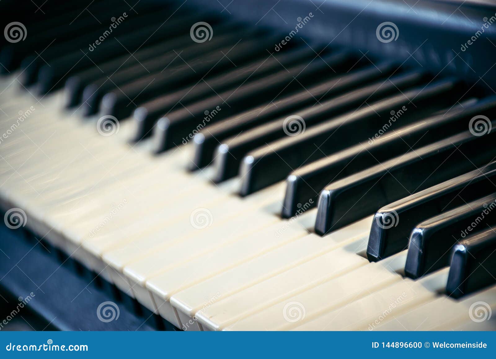 Piano Keyboard with Selective Focus. Side View of Piano Keys ...