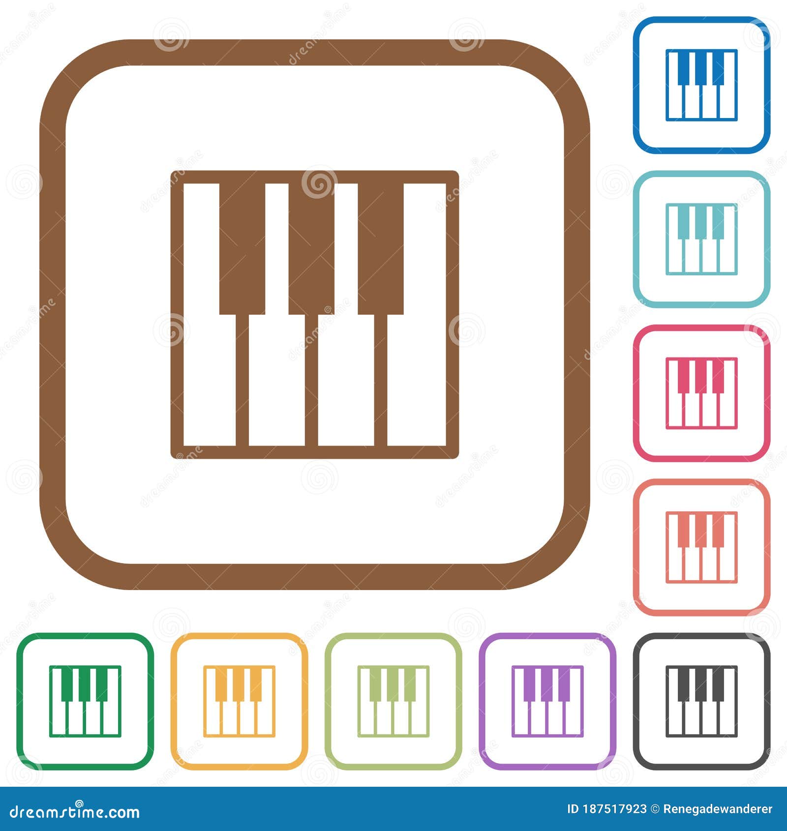Piano Keyboard Simple Icons Stock Vector - Illustration of outlines ...