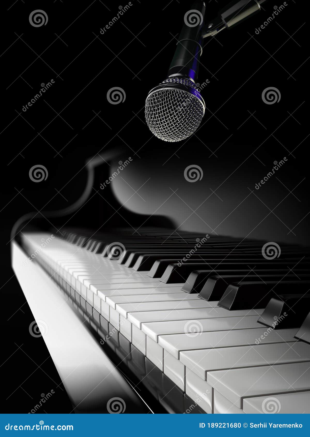 Piano keys with microphone stock illustration. Illustration of ...
