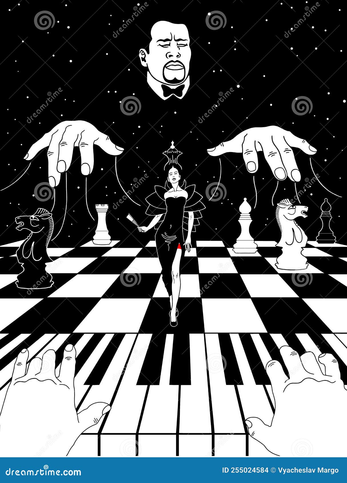 Piano, Keys and Chess. a Metaphor Stock Illustration - Illustration of ...