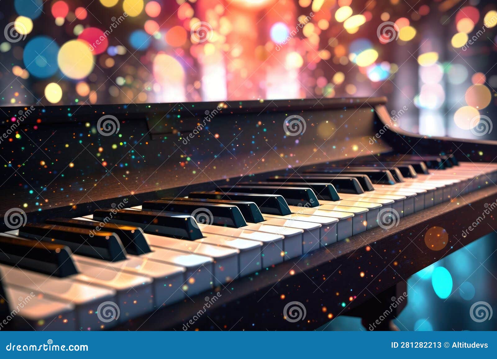 Piano Keys with a Creative Bokeh Effect in the Background Stock ...