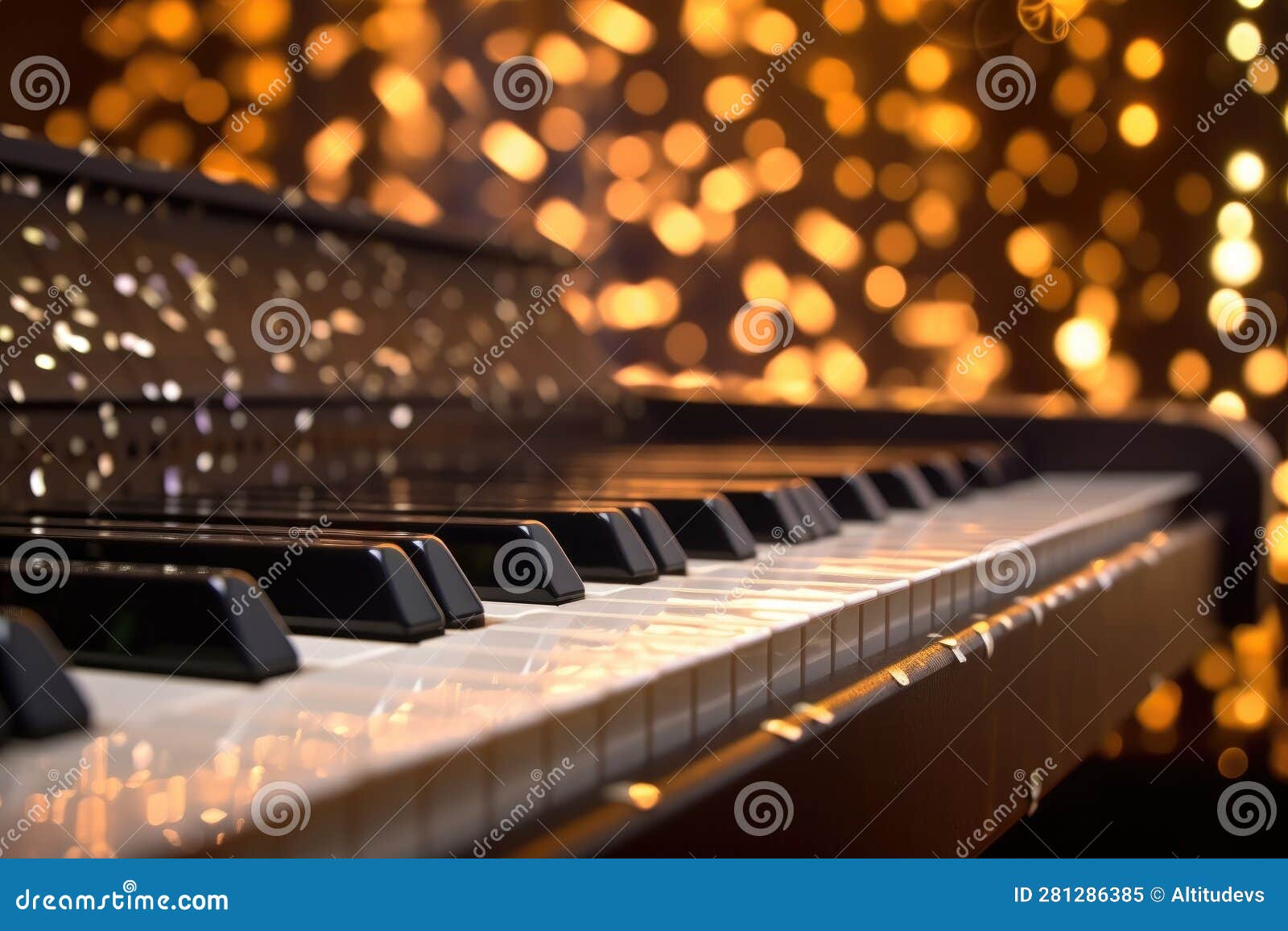 Piano Keys with a Creative Bokeh Effect in the Background Stock ...
