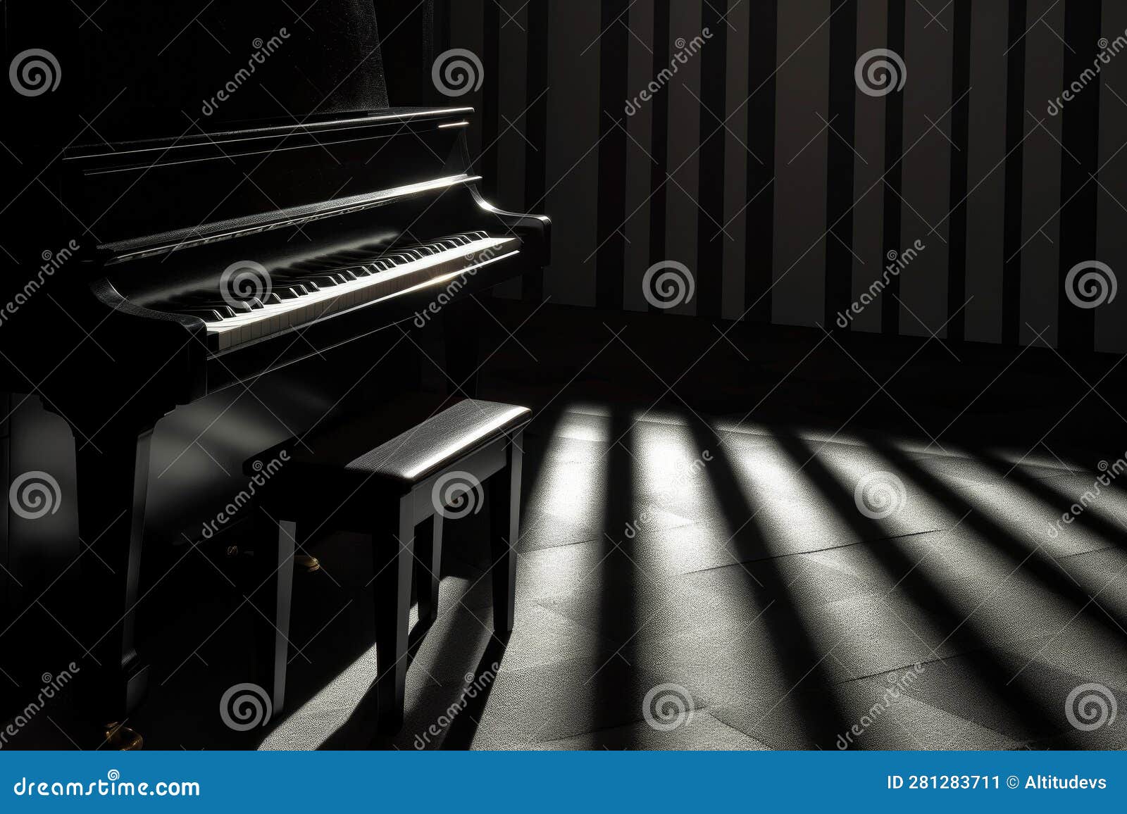 Piano Keys with a Dramatic Shadow and Highlight Effect Stock ...