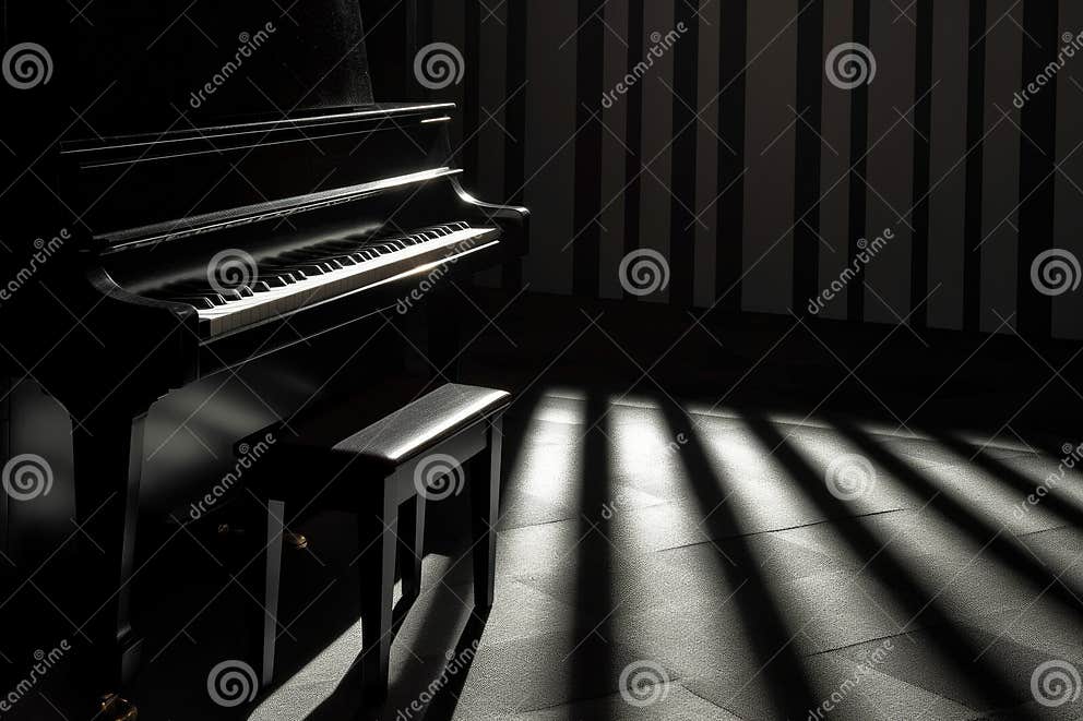 Piano Keys with a Dramatic Shadow and Highlight Effect Stock ...