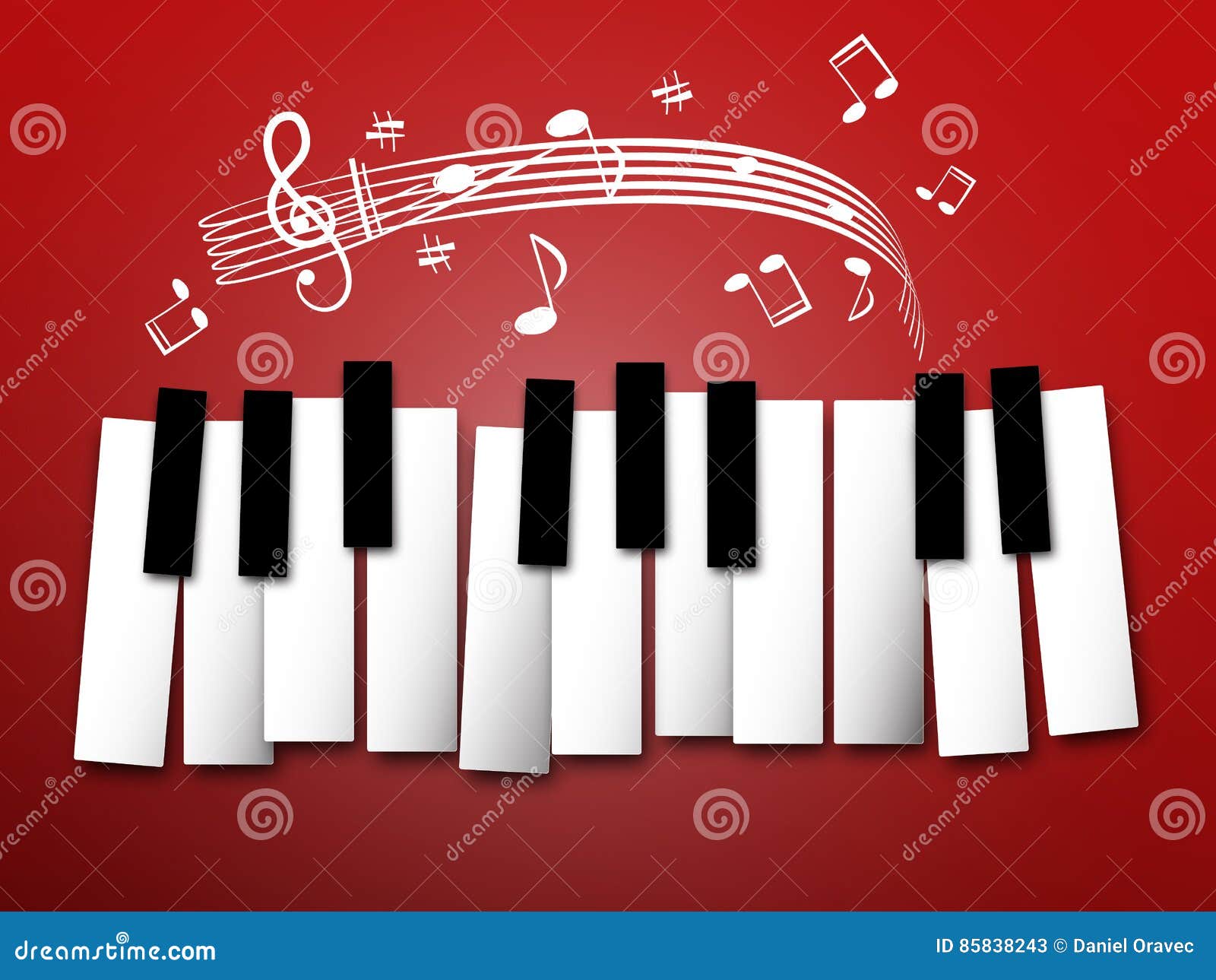 Piano Keys. Music Notes and Staff Stock Vector - Illustration of ...