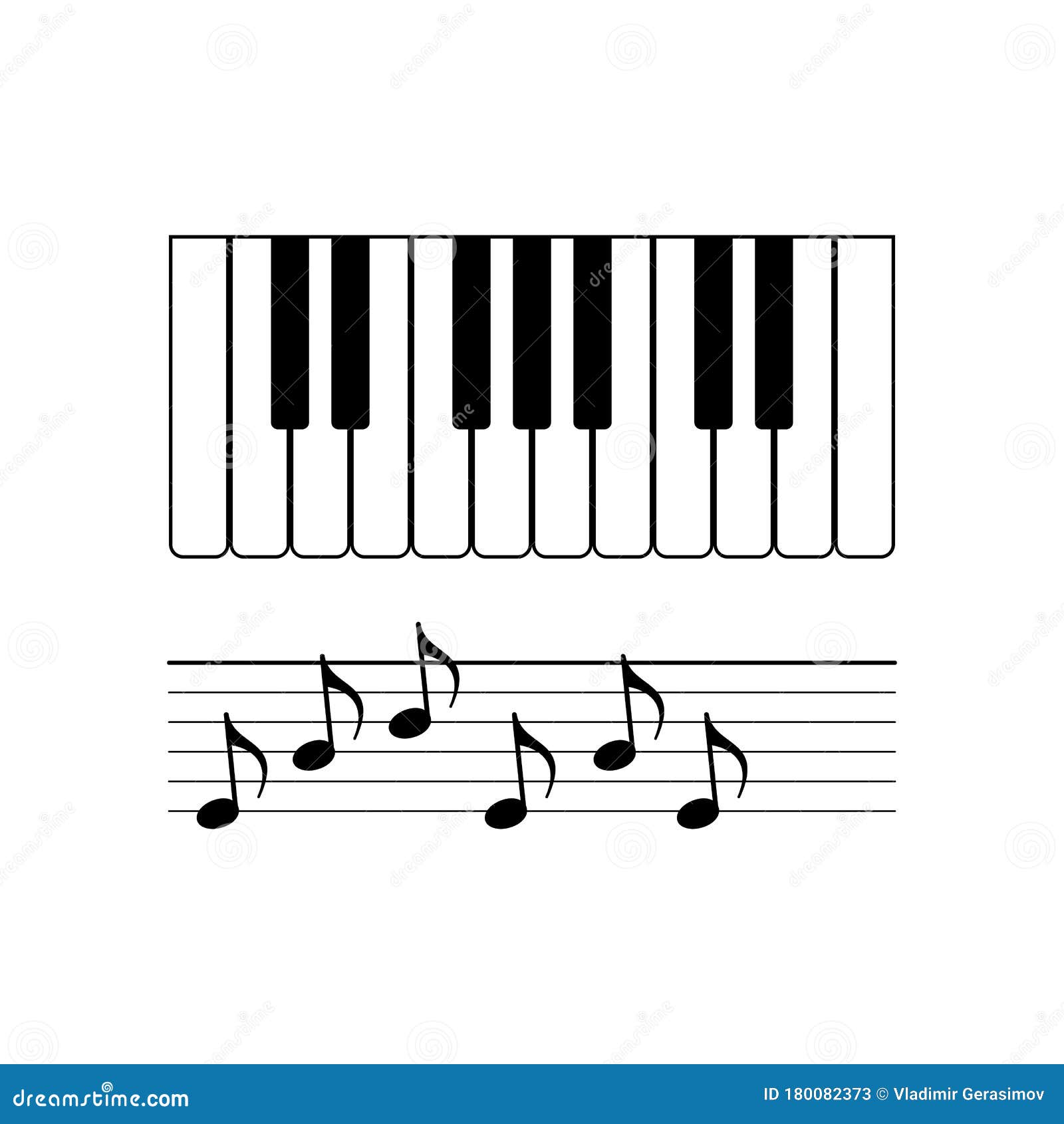 Piano Keys with Notes Icon. Vector Illustration Stock Illustration ...