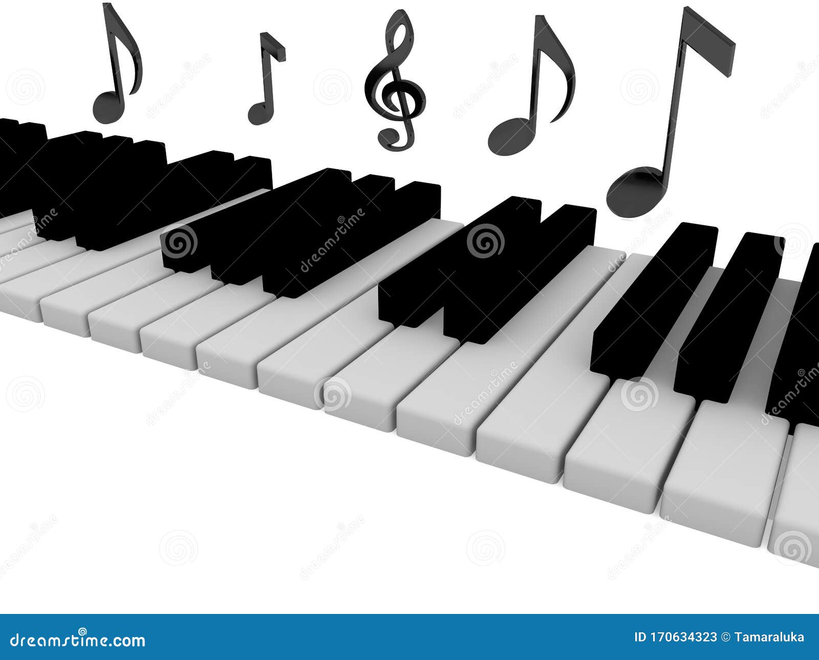 Piano Keys with Notes on White Stock Illustration - Illustration of ...