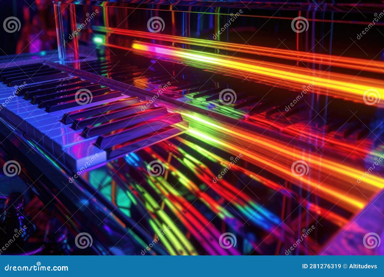 Piano Keys Reflecting Colorful Lights or Patterns Stock Illustration ...