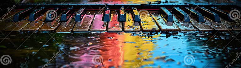 Piano Keys Reflection Abstract Reflection of Piano Keys in a Puddle ...
