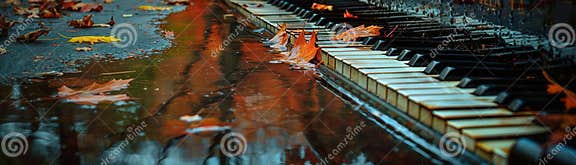 Piano Keys Reflection Abstract Reflection of Piano Keys in a Puddle ...